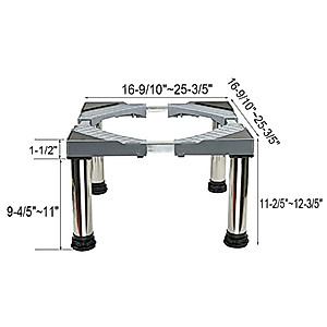 Pedestal for Dishwasher/Wine Cooler Heightened 10" Machine Stand Telescopic Length/Width 17"-25" Mini Fridge Stand Air Conditioner Base Anti-vibration Mat Gray (Legs:10",4Legs)