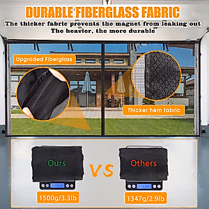 Garage Screen Doors for 1 Car Garage-9x7ft Fiberglass 1500g/3.3lb Durable Heavy Duty Magnetic Garage Door Screen RetractableHands Free with 4 Roll Up Starps for Patio Workshop Home Gym Sun Room