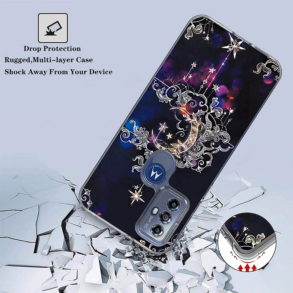 for Moto G Play 2023 Case,Moto G Play 2023 Phone Case，Tempered Glass Screen Protector 2 in 1 Hybrid Hard PC Soft TPU Case for Moto G Play 2023 (Wiccan)