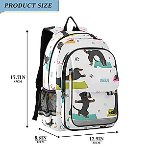 ALAZA Yoga Dogs Poses Exercises Dachshund Casual Backpack Bag Travel Knapsack Bags