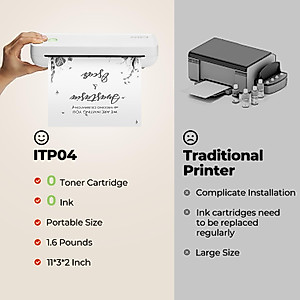 MUNBYN Portable Printers Wireless for Travel ITP04 with Carry Case, Portable Printer Bluetooth, Support 8.5 x 11 & A4 Thermal Paper, Compatible with Android, iOS & Laptop, Inkless Printer (White)
