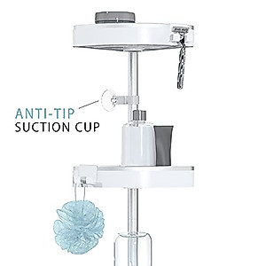 Better Living Making Life A Little Easier HiRISE 3 70053 Free Standing 3 Foot Corner Shower Caddy Rust Free Aluminum Bathroom Shower Caddy Organizer with Adjustable Hooks and Baskets, White