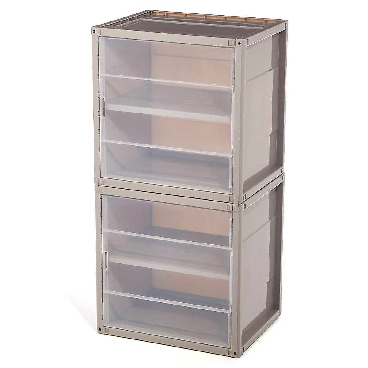 EZOWare 2 Tier Organizer Drawer, Stackable Plastic Modular Storage Box for Bathroom, Bedroom, Living Room, Kitchen, Office - 2 Pack