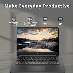 HP 14 Inch Touchscreen Laptop for College Student, AMD Ryzen 3 5300U(Beats i7-1065G7), Thin & Portable, Long Battery Life, AMD Radeon Graphics, Wifi6, HDMI, Windows 11 S(16GB|256GB SSD)