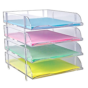 Azar Displays 255010 Stackable Letter Tray Desk Organizer, 4-Pack