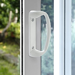 Built Industrial Sliding Glass Patio Door Handle Replacement Set, White Diecast, Mortise Style, Non-Keyed (Fits 3-15/16 Inch Hole Spacing)