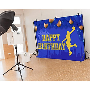 LYLYCTY 7x5ft Happy Birthday Backdrop for Kids Boy Birthday Party Supplies Royal Blue Balloon Background Photo Banner Studio Background Booth Props LYLS925 (No Logo)