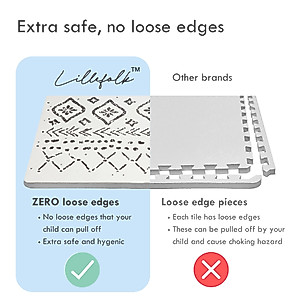 Lillefolk Baby Foam Play Mat - Baby Playmat | Tiles for Kids Interlocking Mat - Foam Baby Mat for Babies & Toddlers - Non Toxic Play Mat for Baby Tummy Time Mat 6x4ft Boho