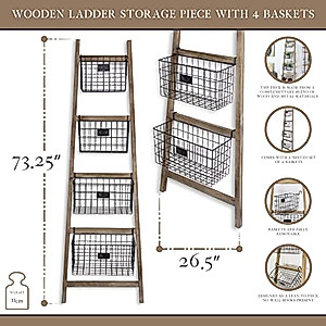 Cheung's 4606 4 Metal Storage Basket Ladder, Brown