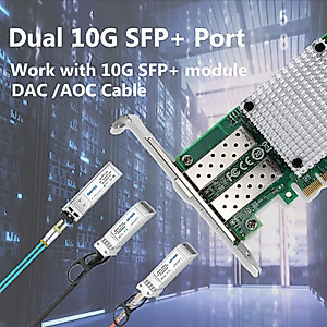 10Gb SFP+ PCI-E Ethernet Network Card with Broadcom BCM57810S Chip, Dual SFP+ Port, PCI Express X8 NIC, Support Windows Server/Linux/VMware
