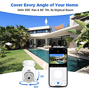 Hiseeu Security Camera Wireless Outdoor, 3MP Color Night Vision WiFi Home Video Surveillance Pan&Tilt 360° with Motion Detection,Siren/Motion/Light Alarm,2-Way Audio,IP66 Weatherproof,Work with Alexa