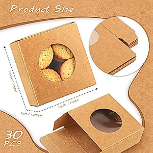 30 Pieces Kraft Paper Box with Clear Window Homemade Soap Boxes Presents Packaging Boxes for Bakery Cookies Cake Candy Soap Packaging Birthday Gift Boxes (Original,3 x 3 x 1.2 Inch)