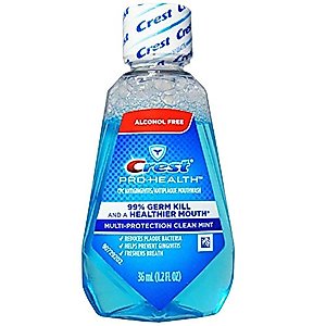 Crest Pro-Health Mouthwash, Alcohol Free, Multi-Protection Clean Mint, 1.2 Fl Oz