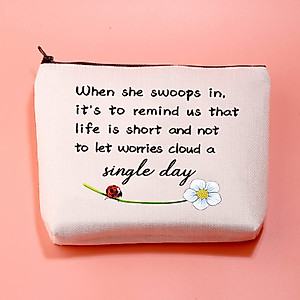 JXGZSO Good Luck Ladybug Makeup Bag With Zipper Gifts For Women When She Swoops In It's To Remind Us Not To Let Worries Cloud A Single Day Cosmetic Bag (Ladybug)
