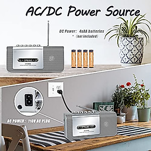 Portable Cassette Recorder Player:Retro Cassette Tape Player with AM FM, Vintage Cassette Player with Big Speaker,Headphone Jack,Powered by 4AA Batteries,AC Charge for Study,Gift to Parents