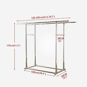 Jixi Drying Rack Clothes Airer Stainless Steel Drying Rack Floor Telescopic Indoor and Outdoor Home Balcony Double Pole Clothes Hanger Laundry Rack (Color : Stainless Steel)