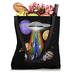 Penguin Lover Galaxy UFO Spaceship Funny LGBTQ Alien Tote Bag