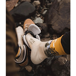 FARM TO FEET Desert Tan Cascade Locks Crew Socks, Large