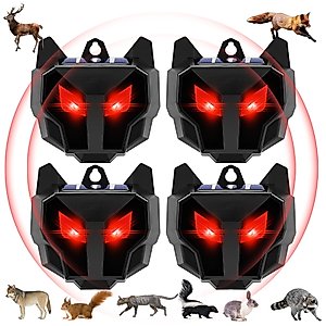 4 Pack Upgraded Racoon Repellent Outdoor,Solar Deer Repellent Devices Coyote Deterrent Predator Eyes Animal Deterrent Devices Outdoor with Predator Lights for Chicken Coop Yard Farm Garden