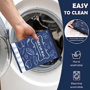 Bread Bag, 2 Packs Reusable Sourdough Storage Bag With Zipper for Homemade Bread - Large Freezer Container to Keep Bread Fresh (Black, L)