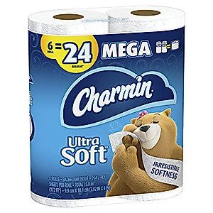 Charmin Ultra Soft Toilet Paper, 6 Mega Rolls = 24 Regular Rolls