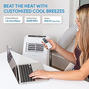 SereneLife SLPAC8 SLPAC 3-in-1 Portable Air Conditioner with Built-in Dehumidifier Function,Fan Mode, Remote Control, Complete Window Mount Exhaust Kit, 8,000 BTU, White