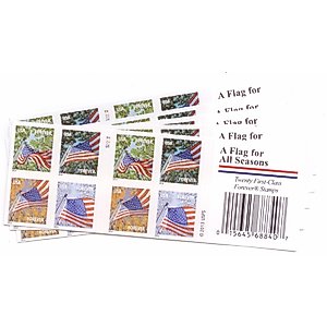 USPS Flags for All Seasons Forever Stamps 100 Stamps (5 Books of 20)