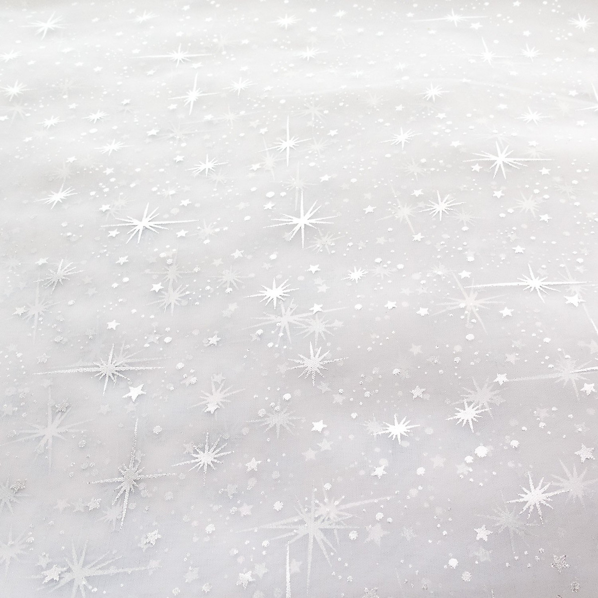 Star Bursts Sheer Organza White 58 Inch Wide Fabric by The Yard (F.E.®)