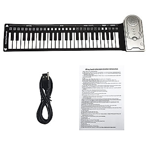 Roll Up Piano,49 Keys Electric Piano Keyboard,Portable Keyboard Piano,Keyboard Piano for Beginners(Silver)