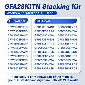 GFA28KITN Stacking Kit for GE 28"W Washer Dryer Stack Bracket Kit - Compatible with GE 28 inch Width Front Load Washers and Dryers Laundry Stacking Kit [Patented]