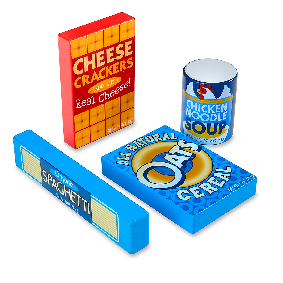 Melissa & Doug Wooden Pantry Products Play Food Set (9 pcs) - Pretend Play Kitchen Accessories, Wooden Play Grocery Sets For Kids Ages 3+