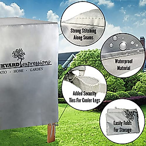 BACKYARD EXPRESSIONS PATIO · HOME · GARDEN 912399 Outdoor Patio Cover-600D Oxford Cloth- Grey- Works with 45 or 57 Quart Coolers-Backyard Expressions