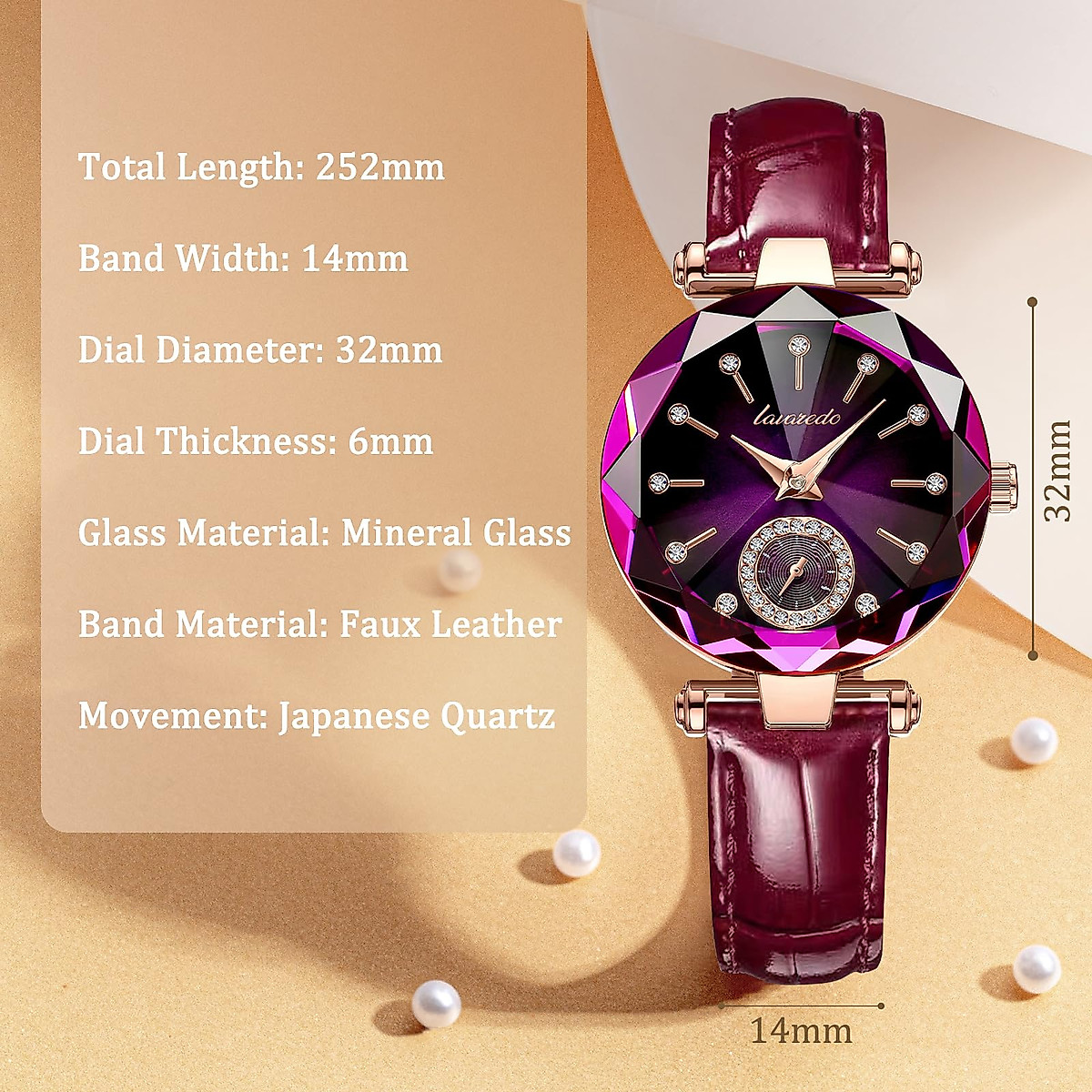 NN BEN NEVIS Watch, Watches for Women with Elegant Leather Strap, Fashion Analog Creative Diamond Dial Wrist Watch, Jewelry Gift for Wedding Anniversary Birthday