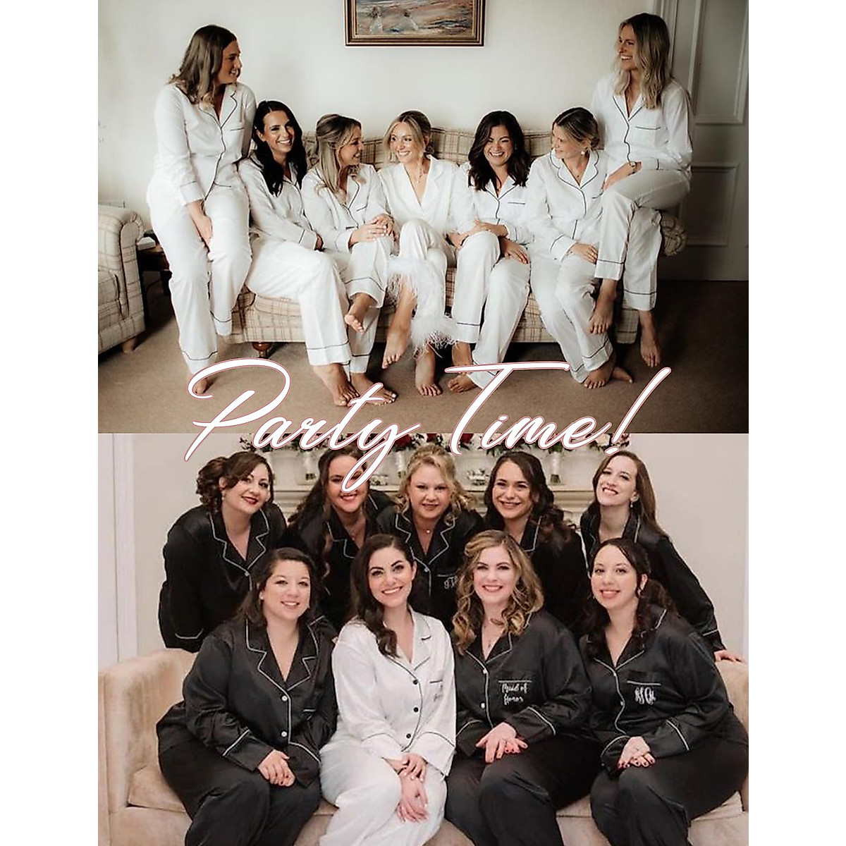 SWOMOG White Pajama Set for Plus Size Women Silk Satin Pajamas Long Sleeve Pjs Button-Down Pj Set Soft Sleepwear Set 18W