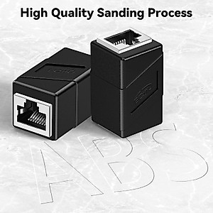 RJ45 Coupler, 2 Pack Ethernet Adapters Female to Female, Ethernet Cable Extender Adapter, 8-Pin Modular Straight Through, Network Connectors for Cat8/Cat7/Cat6/Cat6a/Cat5e/Cat5 Ethernet Cable(Black)