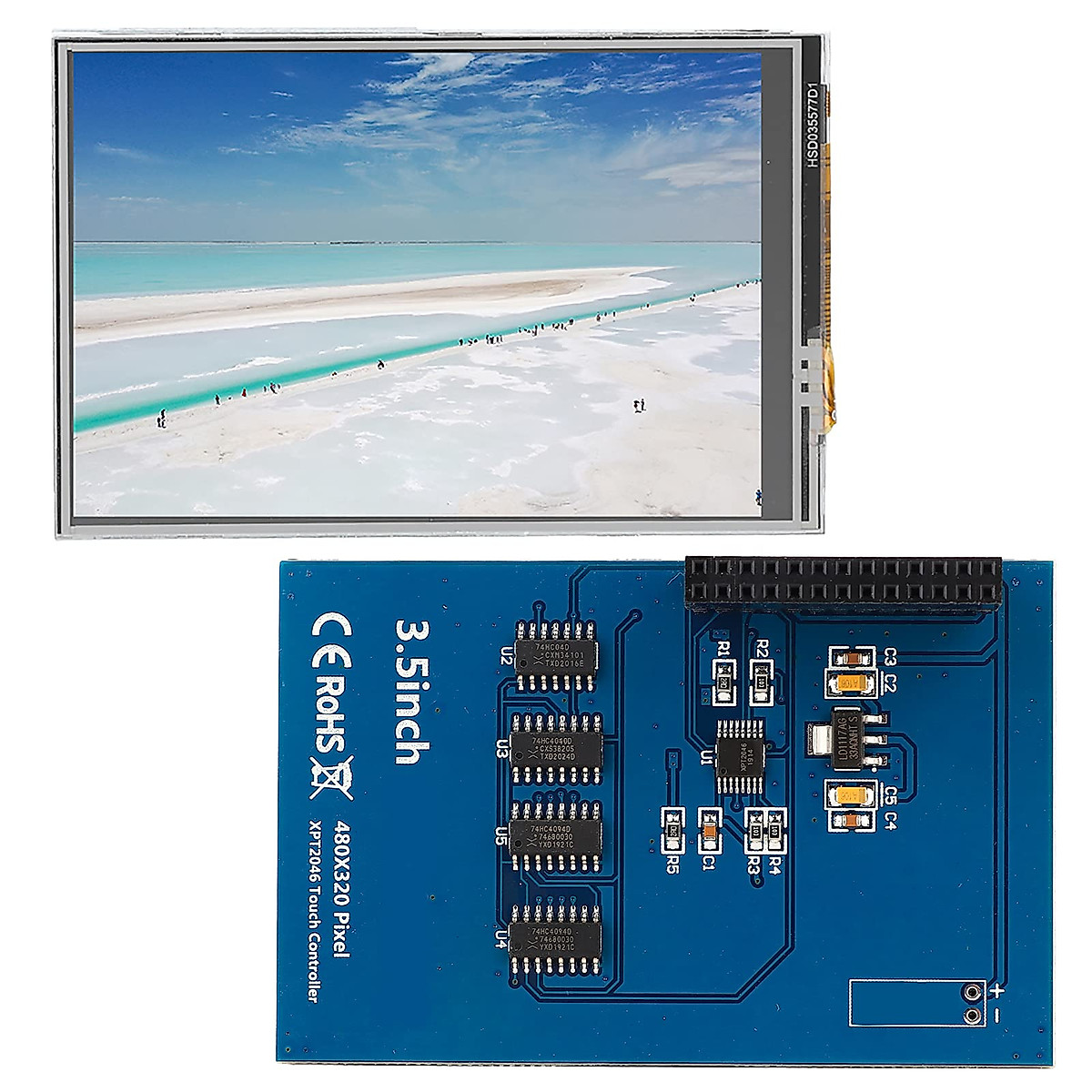 Jopwkuin 3.5inch Monitor, Sensitive Touchscreen Standard Professional for Raspberry Pi 4B for Daily Work Study