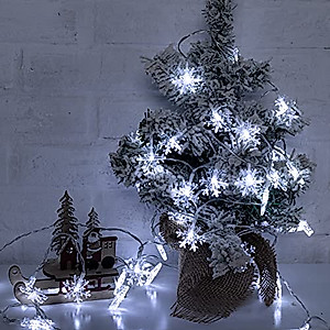Solar Christmas Snowflake String Lights 100 Led 32.9 Feet Outdoor Waterproof Fairy Lights with 8 Lighting Modes for Wedding, Party, Tree, Room, Garden, Patio, Yard, Home(Pure White)