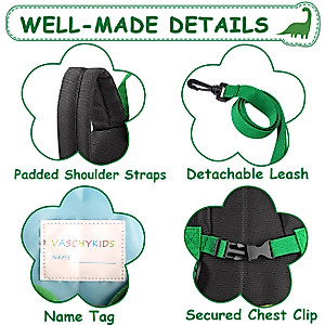 VASCHY Mini Toddler Backpack with Leash, Ultra Lightweight Tiny Little Daycare Backpack Boys Dinosaur