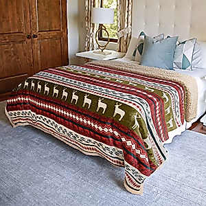 Catalonia Christmas Sherpa Throw Blanket, Xmas Theme Throws for Couch Bed, Plush Blanket | Super Soft, Warm, Fluffy, Comfy, 90x90 inches |