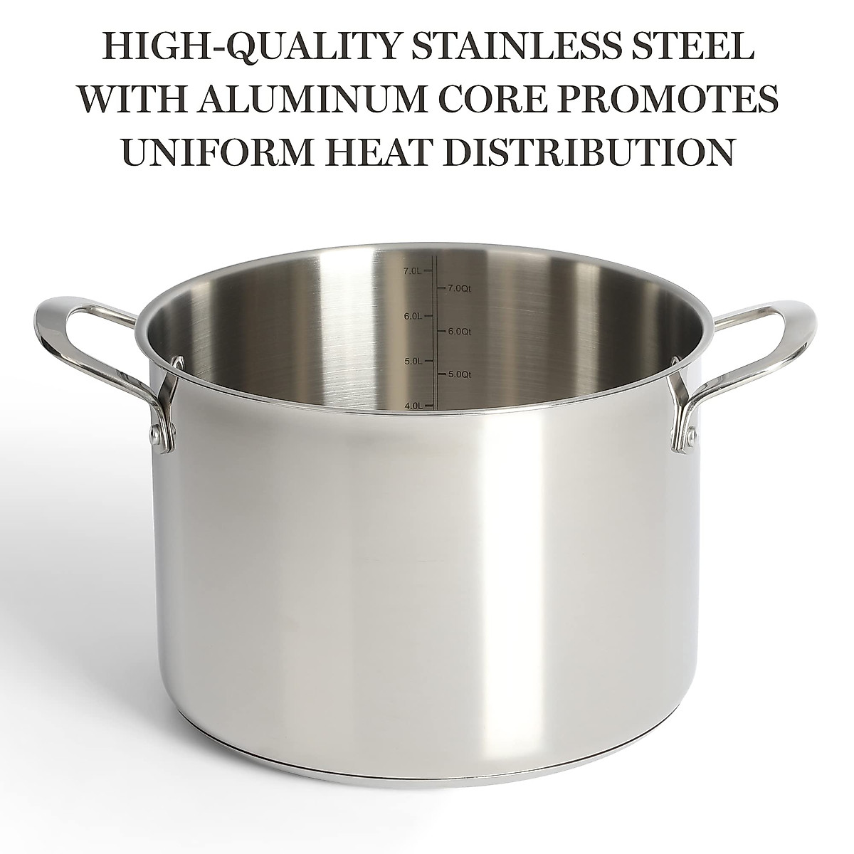 Martha Stewart Castelle 8-Quart 18/8 Stainless Steel Induction Safe Stock Pot w/Lid