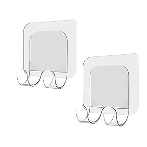 TKGKHK 8 Wall Mounted Double Hooks, Heavy Duty Self-Adhesive Hooks Strong Waterproof Shower Hooks to Hang Bathrobe Towel Coat Jacket Outlet Razor Christmas Decor for Bathroom Kitchen Bedroom