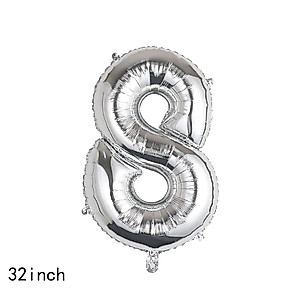 Chaungfu 5 Pcs Astronaut Balloons Rocket Foil Balloons Outer Space Theme Birthday Party Decorations Supplies Big Foil Mylar Number Helium Global for Boy Party Decor Favors - Silver 8