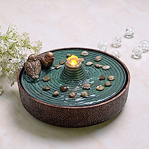 Kalona Tabletop Fountains Indoor 2 Birds Water Fountain Relaxation Ripple Peaceful Fountains Meditation Desk Fountain Artistic Fountains with LED Lighting Home/Office Decor(21122B)