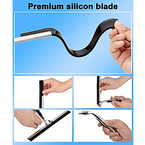 Adjaso All Purpose Stainless Steel Squeegee for Glass Shower Doors, Car Window, Home Mirrors, Bathroom Cleaner Wiper