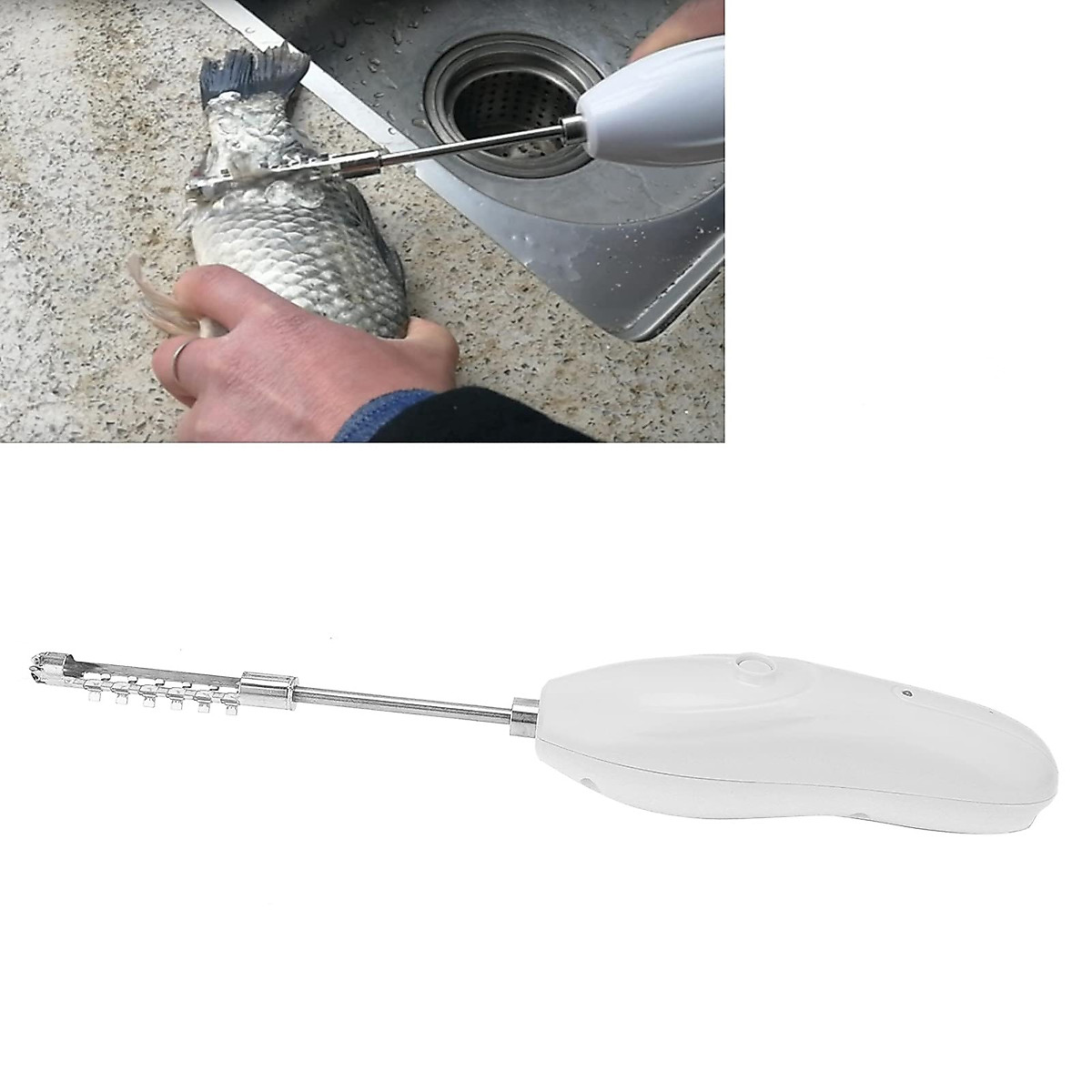 Electric Fish Scaler, Multifunctional Fish Scale Scraper Remover Cleaner Seafood Descaler, Cordless Peeler Scaler with Replaceable Blade, Fruit Digging Vegetable Corer for Pepper, Bitter Gourd