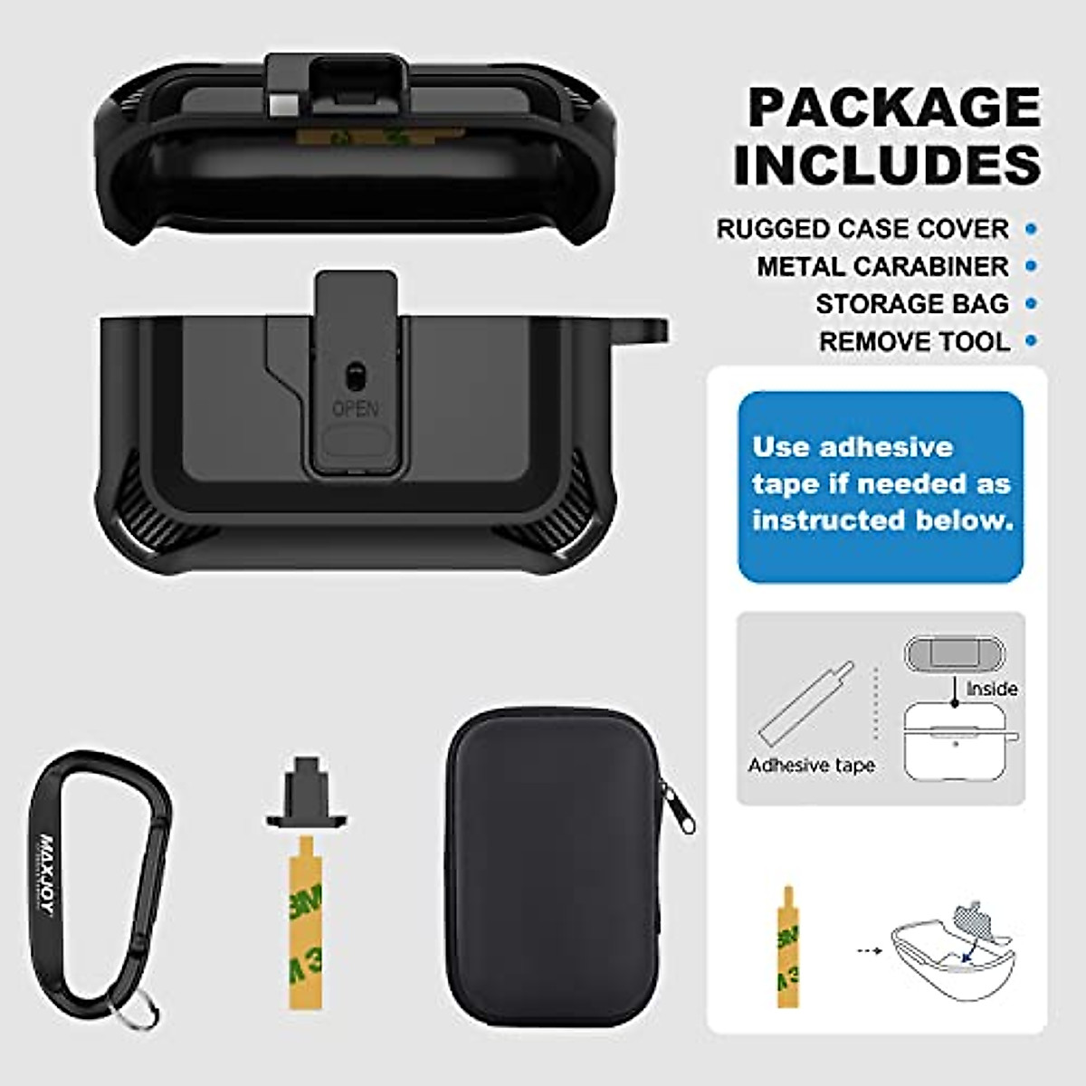 Maxjoy for AirPods Pro 2nd Generation Case Cover, AirPods Pro 2/Pro Protective Case with Automatic Magnetic Lock Shockproof Cover with Keychain Compatible with Apple Airpods Pro 2 2022/Pro 2019,Blacks