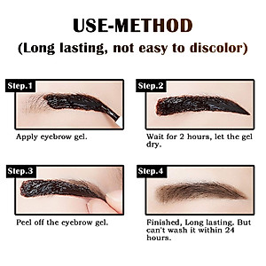 LOKFAR 2 Pcs Natural Eye-Brow Gel Long-Lasting Waterproof Peel Off Tattoo Brow Makeup, For All Types of Eyebrows (Brown)