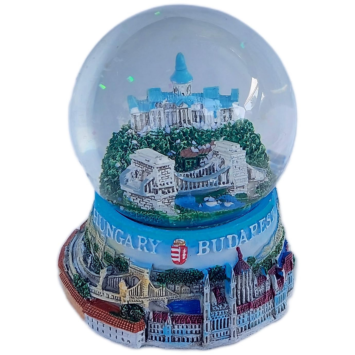 New Souvenir Snowdome Hungary Budapest Snowglobe Chain Bridge Buda Castle