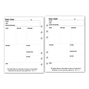 A5 Bible Study Planner Insert Refill, 5.83″ x 8.27″, Fits 6-Rings Binders - Filofax, LV GM, Moterm, Choice of Quantity