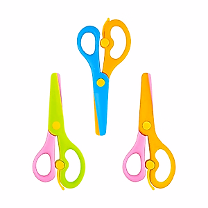3Pcs Children's Hand Scissors,Kids Scissors,Preschool Training Scissors,Plastic Elastic Scissors,Pre-School Art Craft Kids / School Scissors